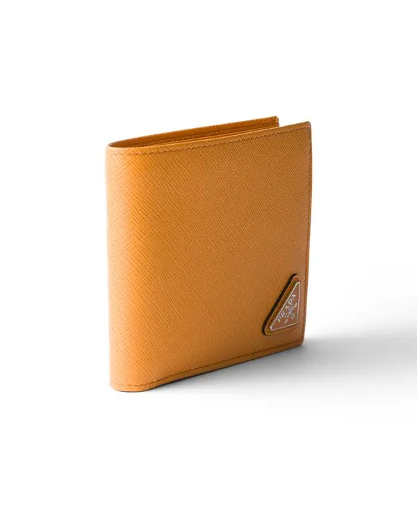 Prada Saffiano Leather Wallet With Coin Purse - Orange