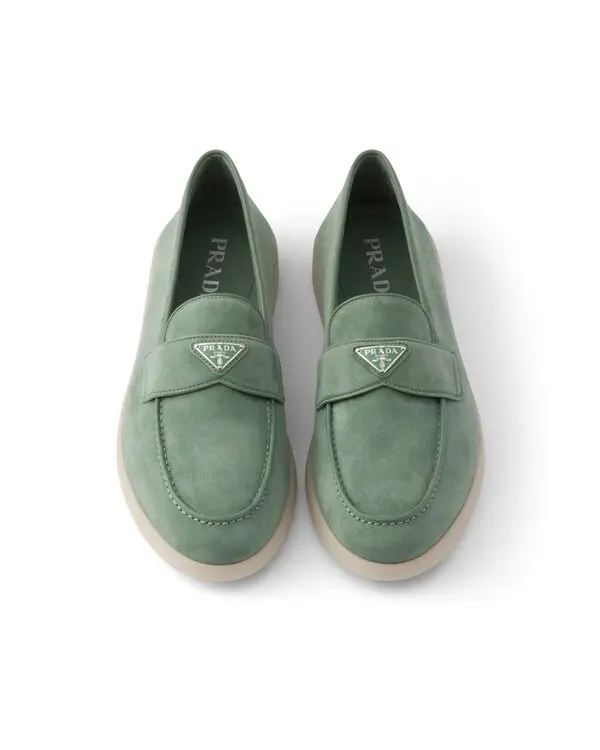 Prada Suede Loafers - Green