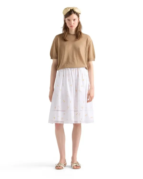 Prada Ribbed Cashmere Short-sleeve Sweater - Neutral