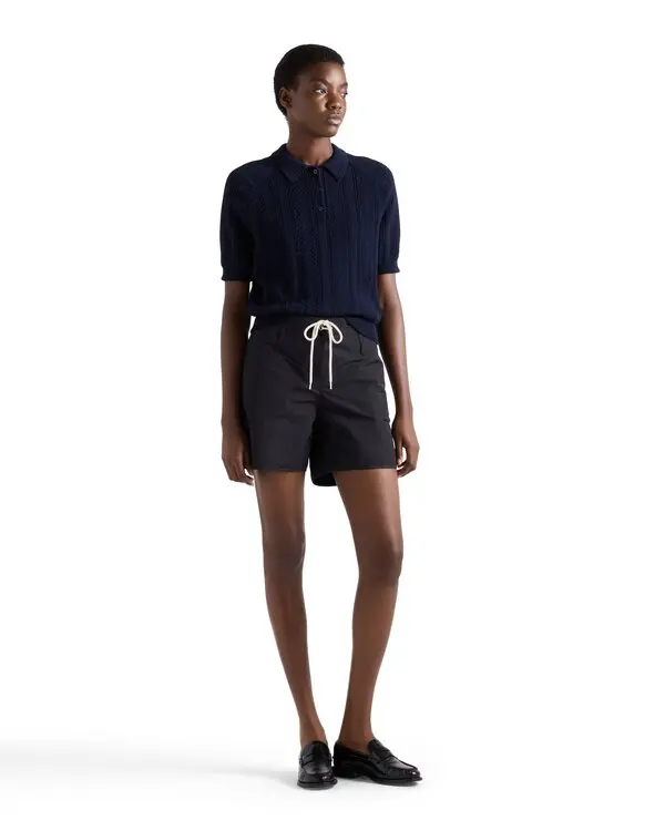 Prada Short-sleeved Openwork Cotton Polo Shirt