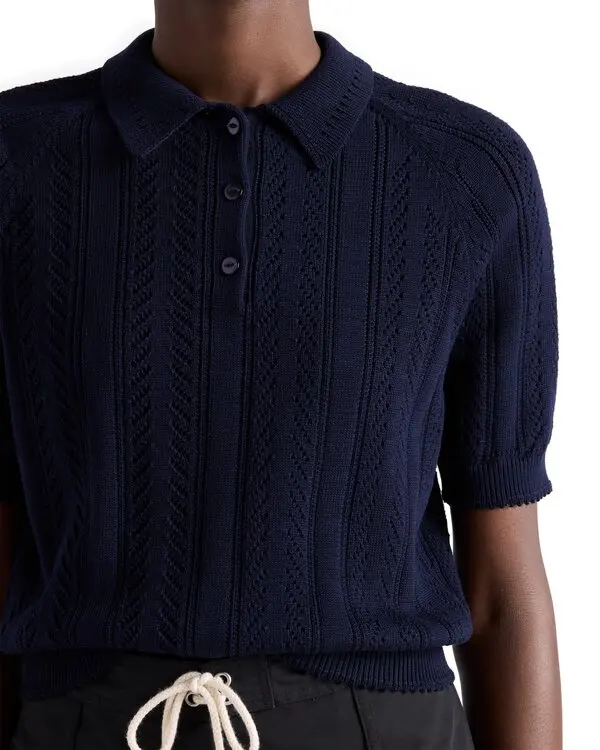 Prada Short-sleeved Openwork Cotton Polo Shirt