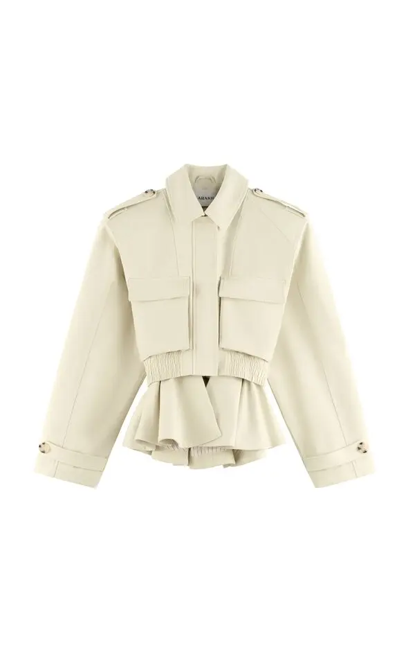 Arakii Cropped Boxy Cotton Jacket With Detachable Peplum - Neutral