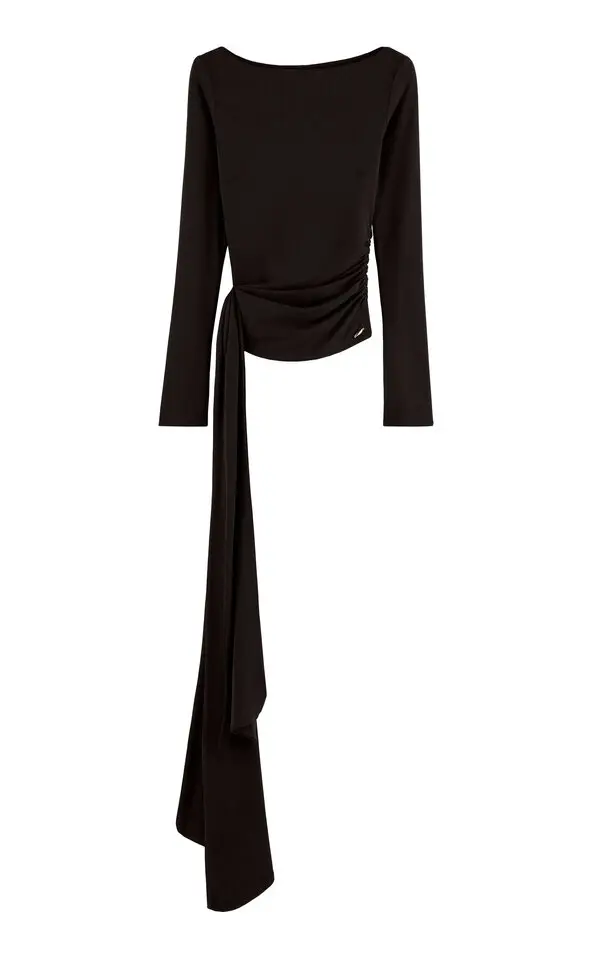 Arakii Draped Jersey Top - Brown