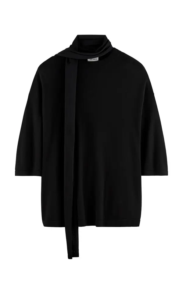 Arakii Draped Relaxed Shirt With Tie Detail - Black