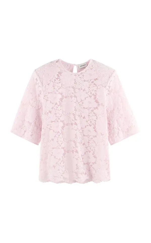 Arakii Boxy Lace Velvet Top - Light Pink