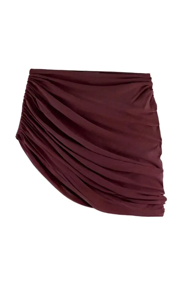Arakii Ruched Draped Poncho - Burgundy