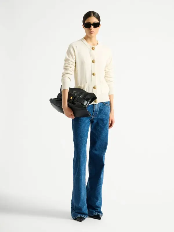 Balmain Eco-cashmere Cardigan With Lion Chain Buttons - White
