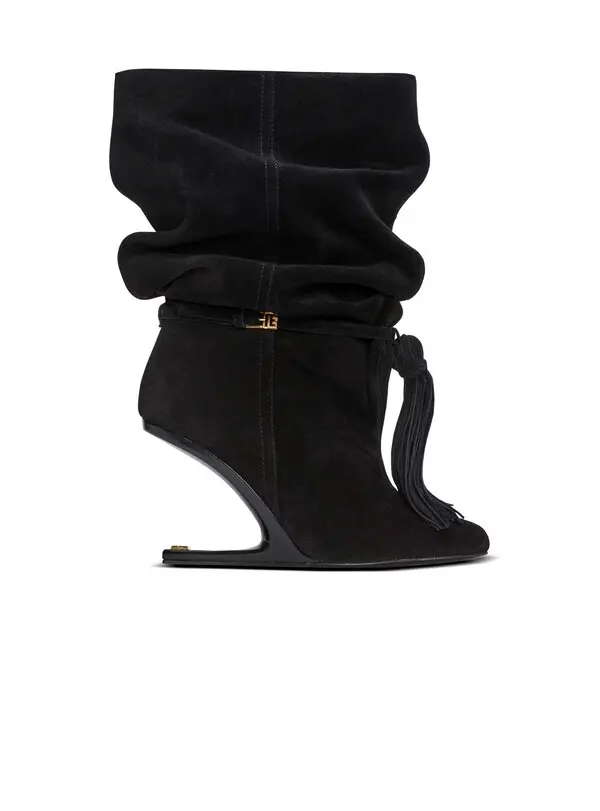 Balmain Suede Leather Ankle Boots With Tassel