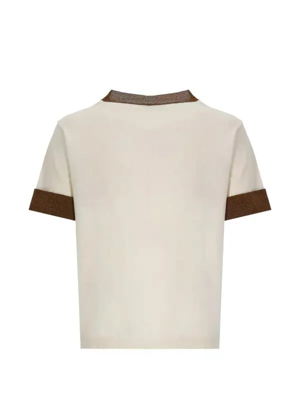 KANGRA Contrast-trim Short-sleeve Knit Sweater