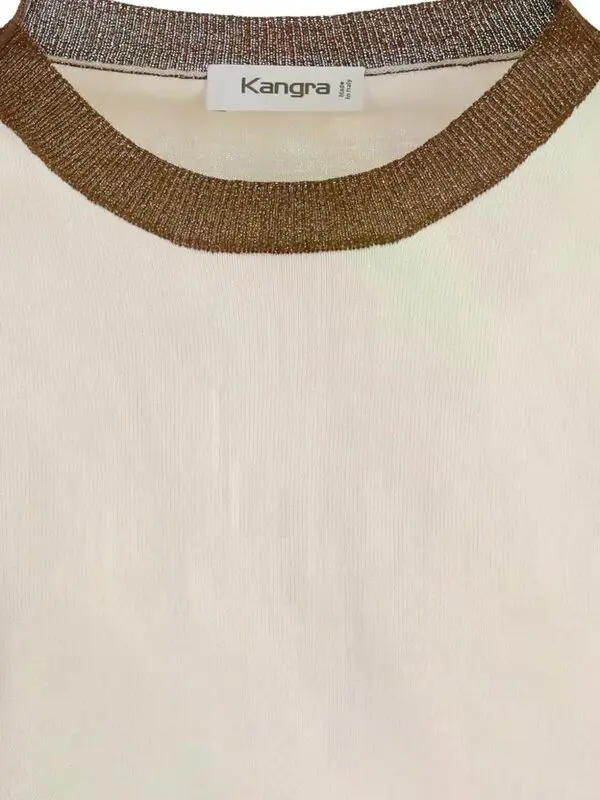 KANGRA Contrast-trim Short-sleeve Knit Sweater