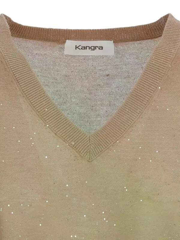 KANGRA Sequin Embellished V-neck Sweater