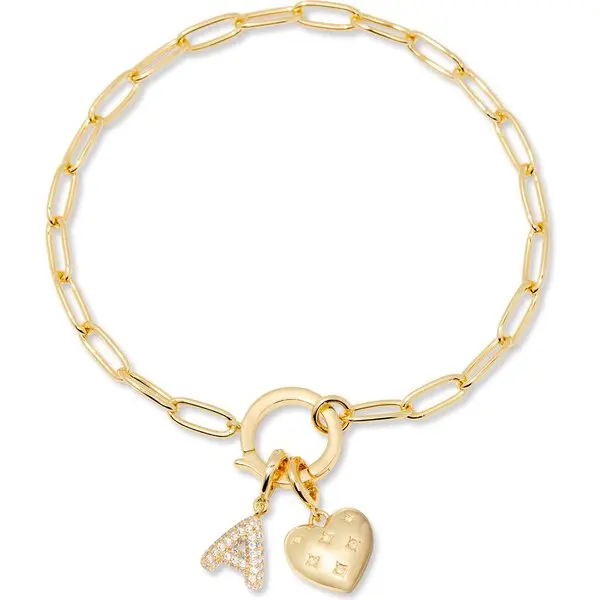 BROOK & YORK Lillian Initial Heart Charm Bracelet - Gold A