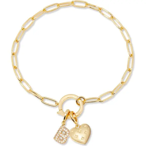 BROOK & YORK Lillian Initial Heart Charm Bracelet - Gold B