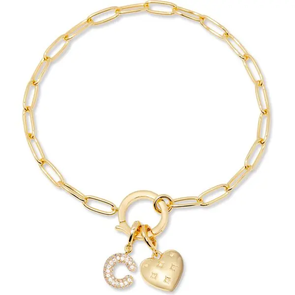 BROOK & YORK Lillian Initial Heart Charm Bracelet - Gold C