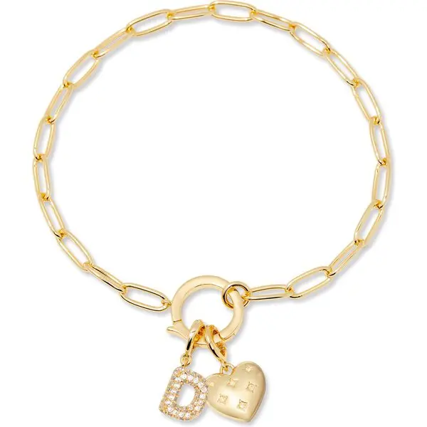 BROOK & YORK Lillian Initial Heart Charm Bracelet - Gold D