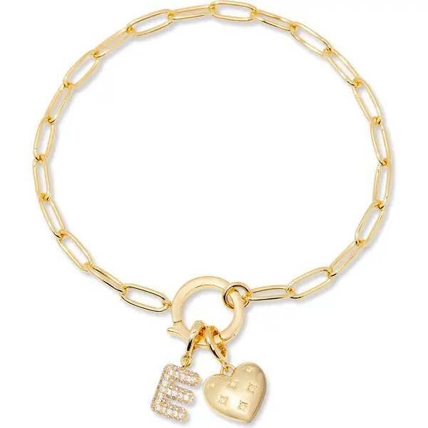 BROOK & YORK Lillian Initial Heart Charm Bracelet - Gold E