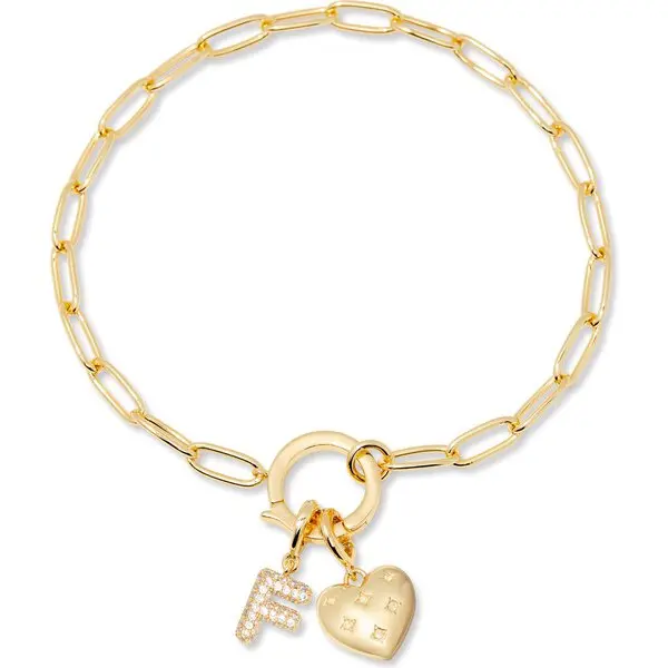 BROOK & YORK Lillian Initial Heart Charm Bracelet - Gold F