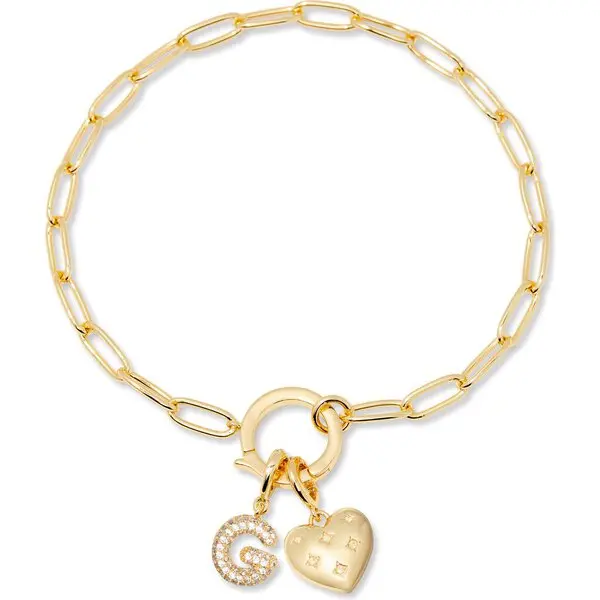 BROOK & YORK Lillian Initial Heart Charm Bracelet - Gold G