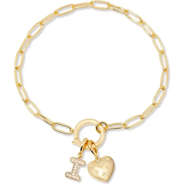 BROOK & YORK Lillian Initial Heart Charm Bracelet - Gold I