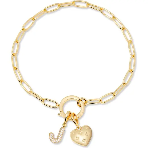 BROOK & YORK Lillian Initial Heart Charm Bracelet - Gold J