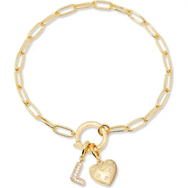 BROOK & YORK Lillian Initial Heart Charm Bracelet - Gold L