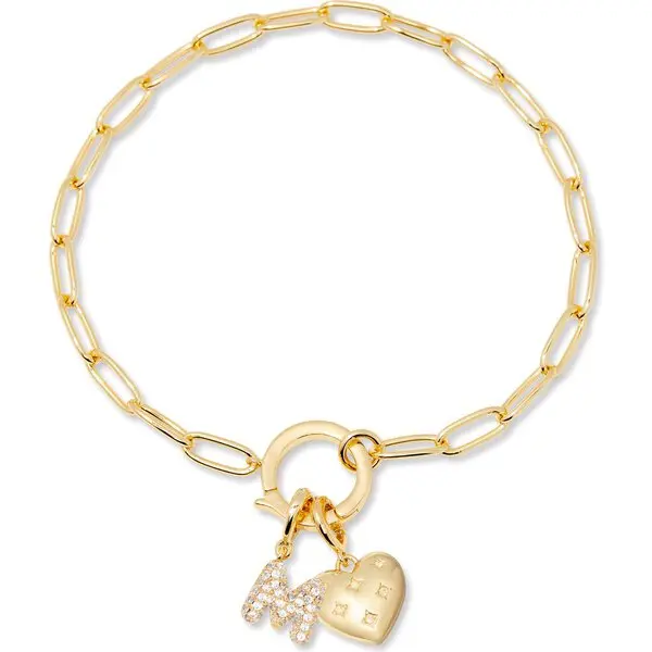 BROOK & YORK Lillian Initial Heart Charm Bracelet - Gold M