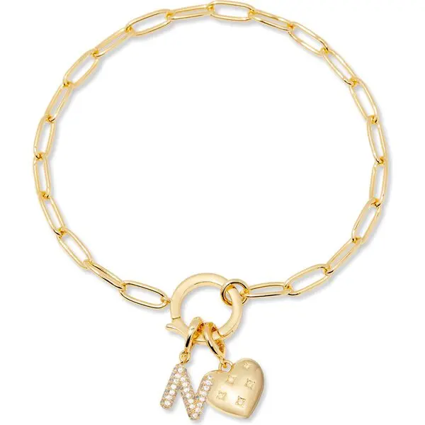 BROOK & YORK Lillian Initial Heart Charm Bracelet - Gold N