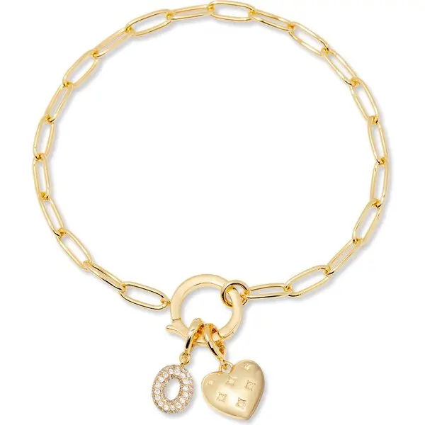 BROOK & YORK Lillian Initial Heart Charm Bracelet - Gold O