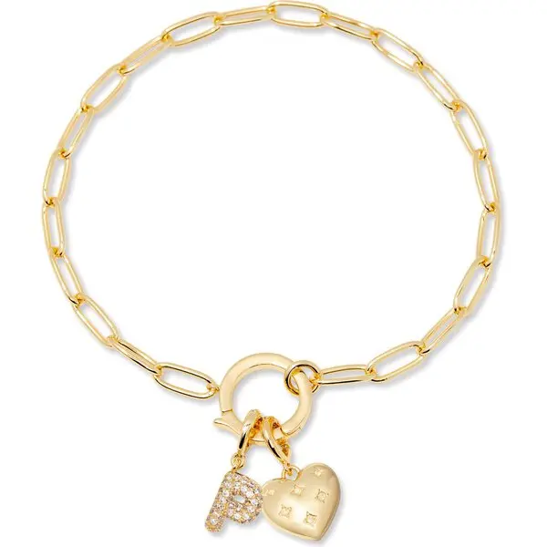 BROOK & YORK Lillian Initial Heart Charm Bracelet - Gold P