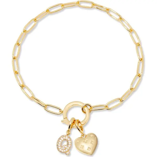 BROOK & YORK Lillian Initial Heart Charm Bracelet - Gold Q
