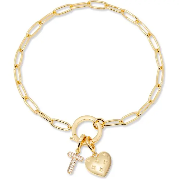 BROOK & YORK Lillian Initial Heart Charm Bracelet - Gold T
