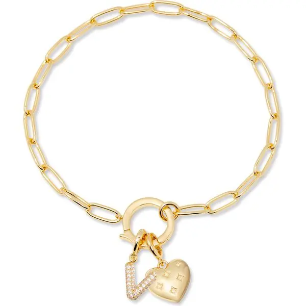 BROOK & YORK Lillian Initial Heart Charm Bracelet - Gold V