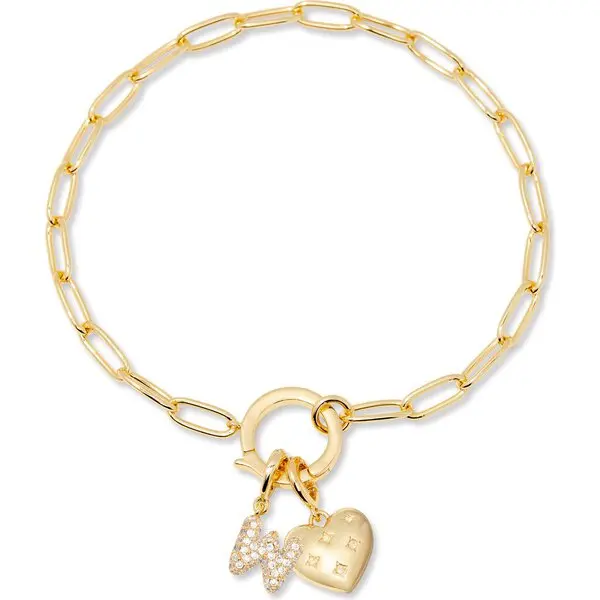 BROOK & YORK Lillian Initial Heart Charm Bracelet - Gold W
