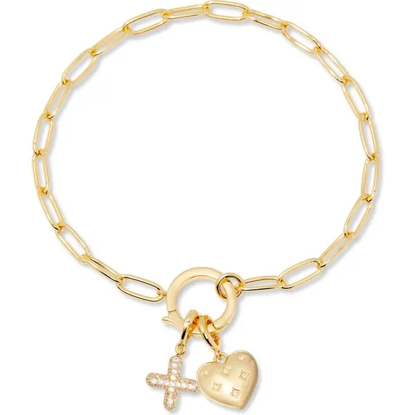 BROOK & YORK Lillian Initial Heart Charm Bracelet - Gold X