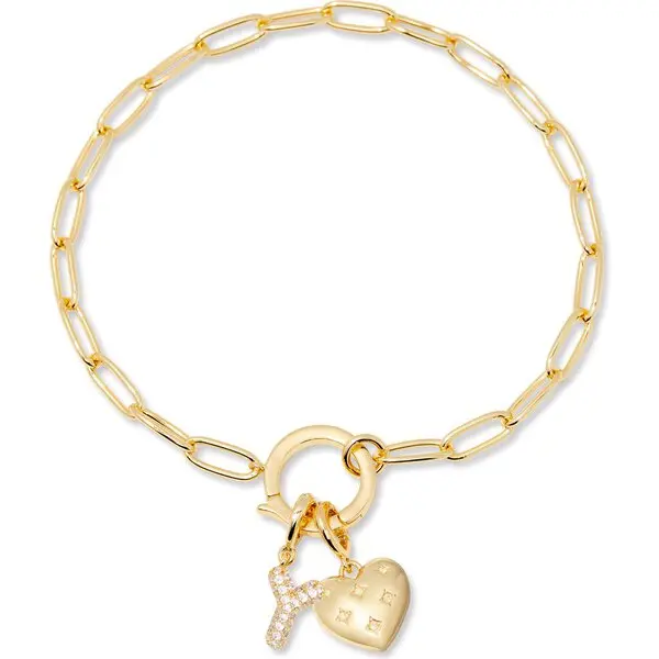 BROOK & YORK Lillian Initial Heart Charm Bracelet - Gold Y