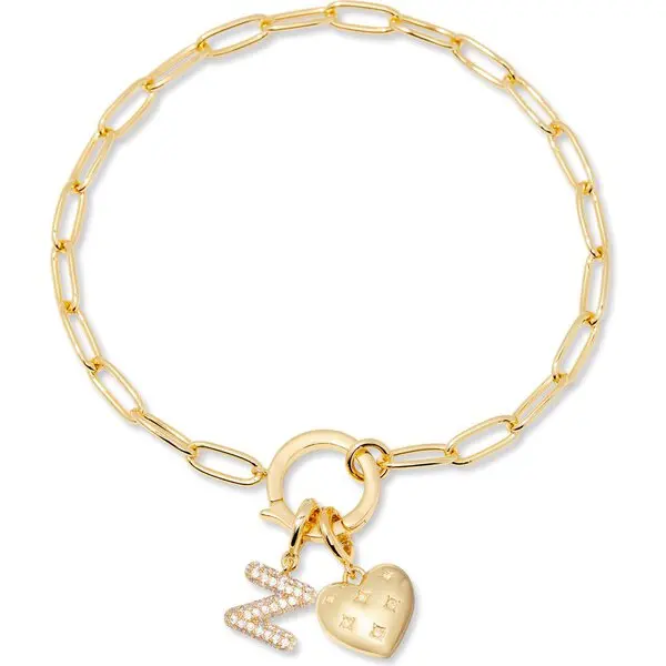 BROOK & YORK Lillian Initial Heart Charm Bracelet - Gold Z