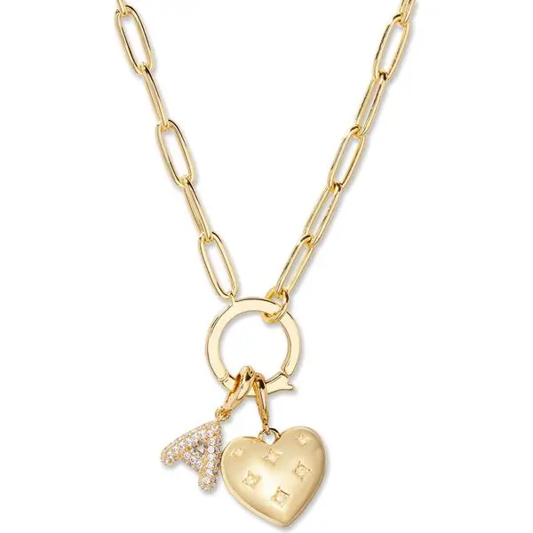 BROOK & YORK Lillian Initial Heart Charm Necklace - Gold A