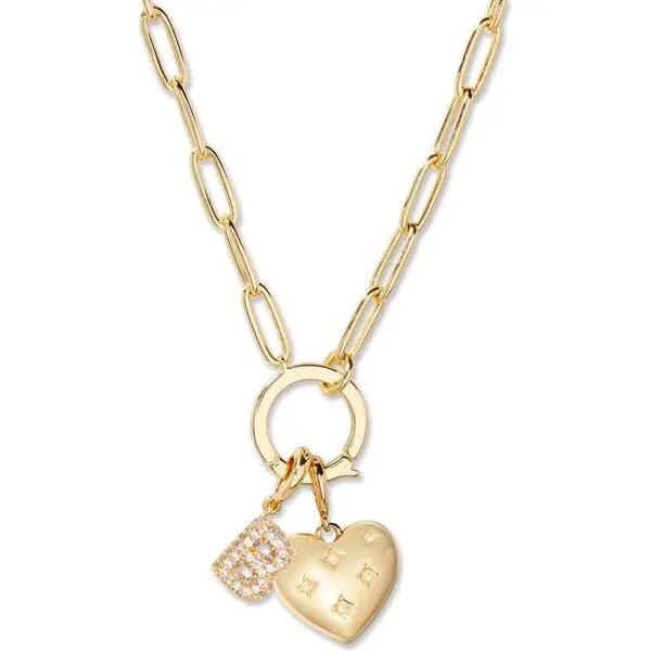 BROOK & YORK Lillian Initial Heart Charm Necklace - Gold B