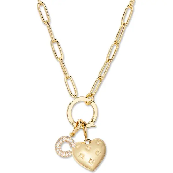 BROOK & YORK Lillian Initial Heart Charm Necklace - Gold C