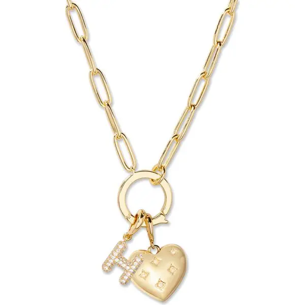 BROOK & YORK Lillian Initial Heart Charm Necklace - Gold H