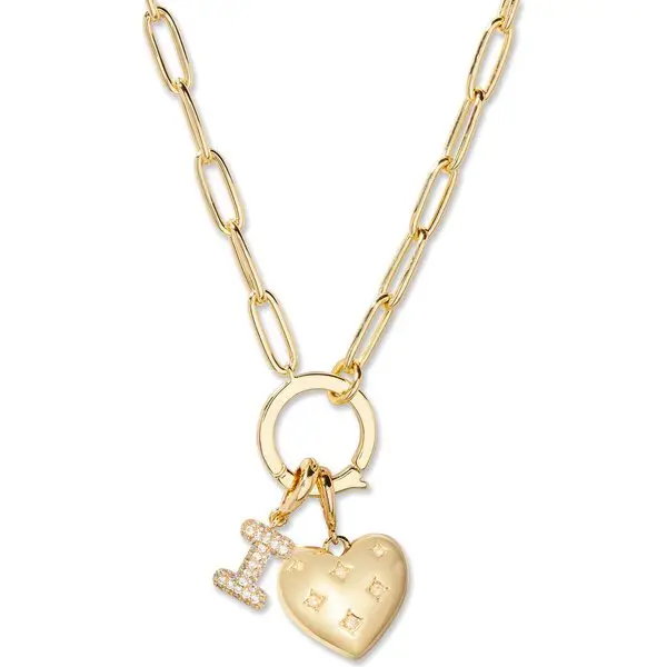 BROOK & YORK Lillian Initial Heart Charm Necklace - Gold I