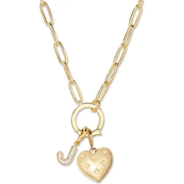 BROOK & YORK Lillian Initial Heart Charm Necklace - Gold J
