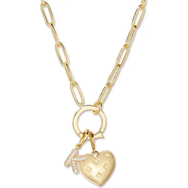 BROOK & YORK Lillian Initial Heart Charm Necklace - Gold K