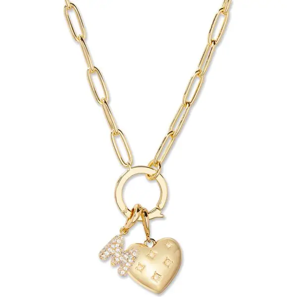 BROOK & YORK Lillian Initial Heart Charm Necklace - Gold M