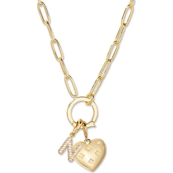 BROOK & YORK Lillian Initial Heart Charm Necklace - Gold N