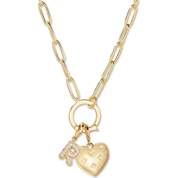 BROOK & YORK Lillian Initial Heart Charm Necklace - Gold R