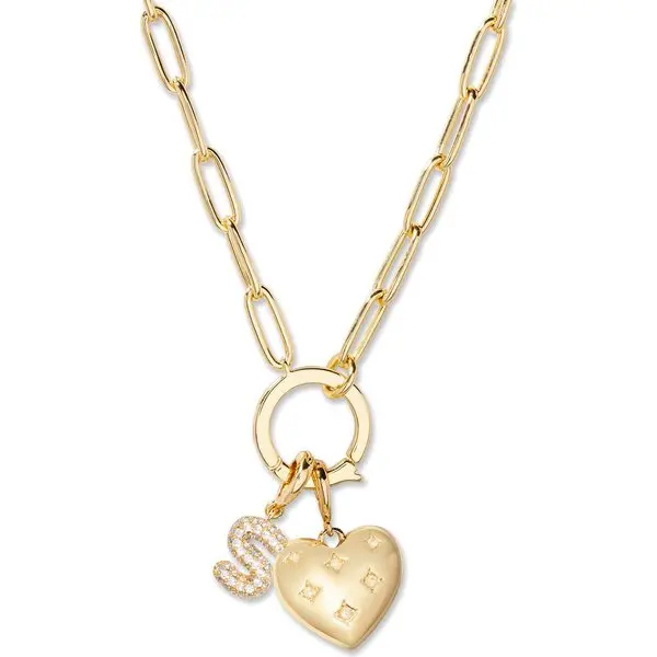 BROOK & YORK Lillian Initial Heart Charm Necklace - Gold S