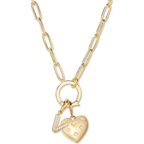 BROOK & YORK Lillian Initial Heart Charm Necklace - Gold V