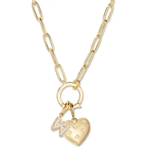 BROOK & YORK Lillian Initial Heart Charm Necklace - Gold W