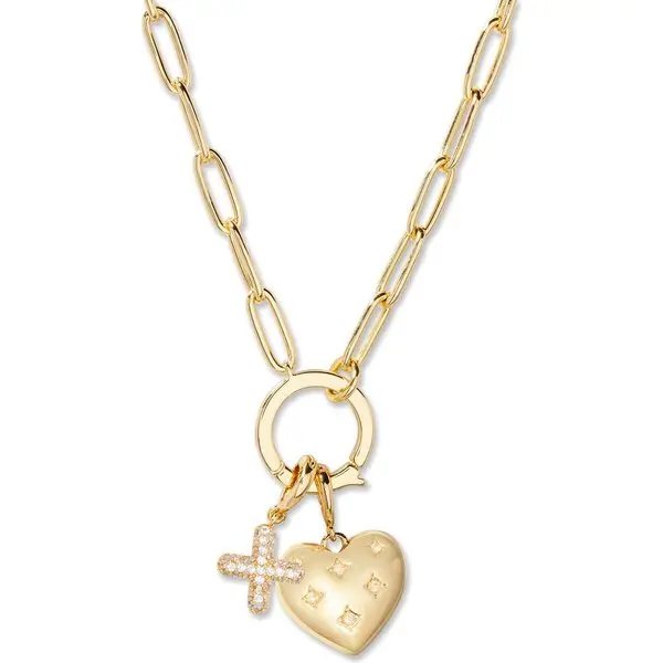 BROOK & YORK Lillian Initial Heart Charm Necklace - Gold X